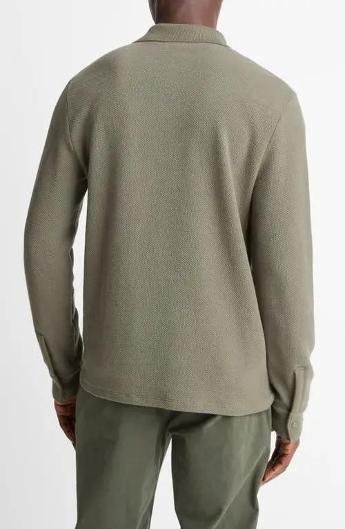 Vince Long Sleeve Basketweave Polo - Sycamore