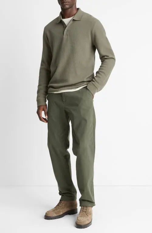 Vince Long Sleeve Basketweave Polo - Sycamore
