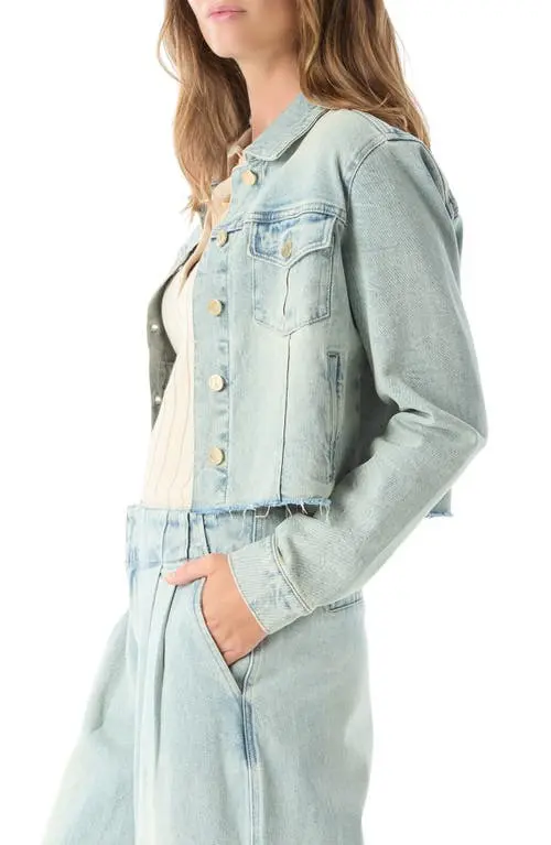 DO BY DEE OCLEPPO Talia Crop Raw Hem Denim Jacket