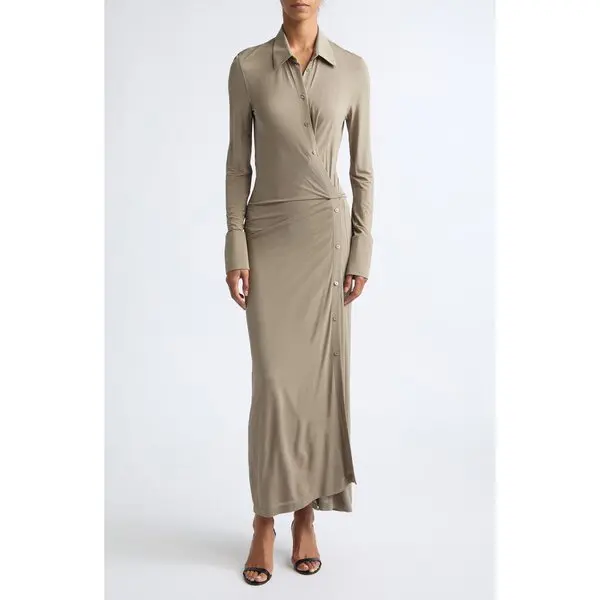 Helmut Lang Asymmetric Long Sleeve Dress - Fallen Rock - Ar5