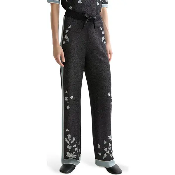 Scotch & Soda Jacquard Knit Wide-leg Pants - Meteorite