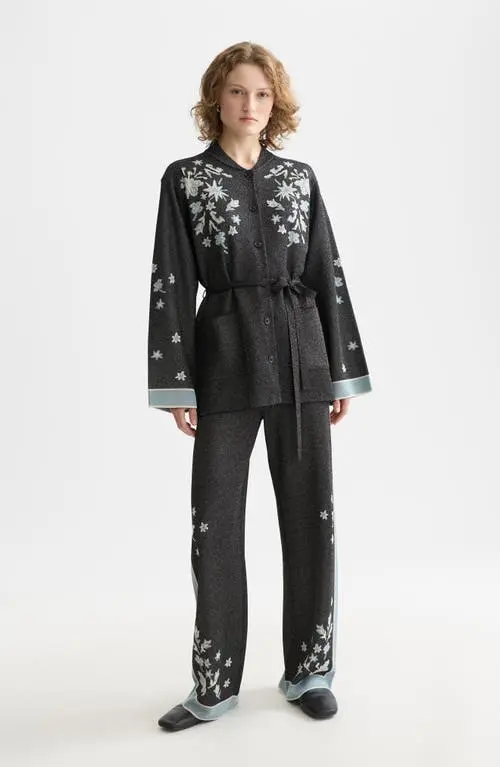 Scotch & Soda Jacquard Knit Wide-leg Pants - Meteorite