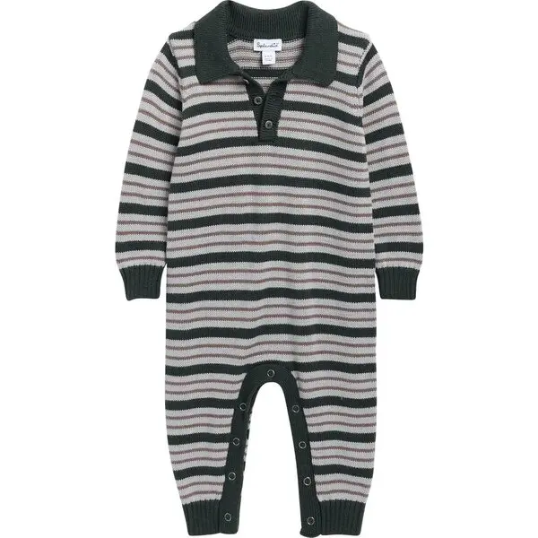 Splendid Striped Knit Polo Romper