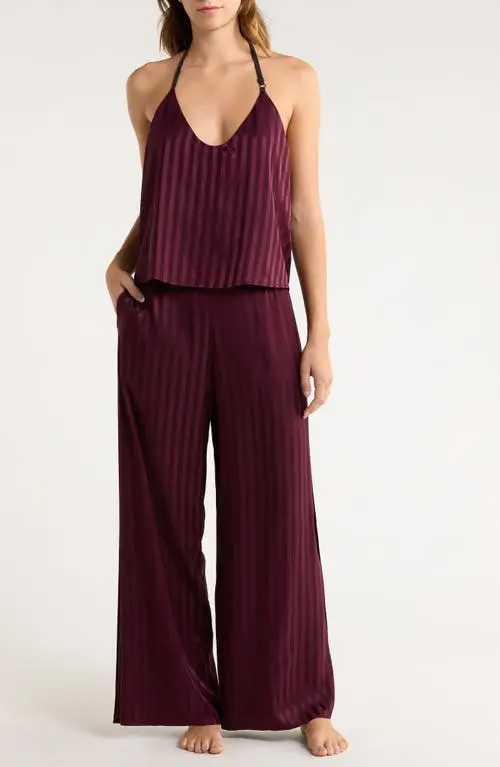 Lunya Washable Stripe Mulberry Silk Jacquard Pajamas - Vintg Merlot Jacquard