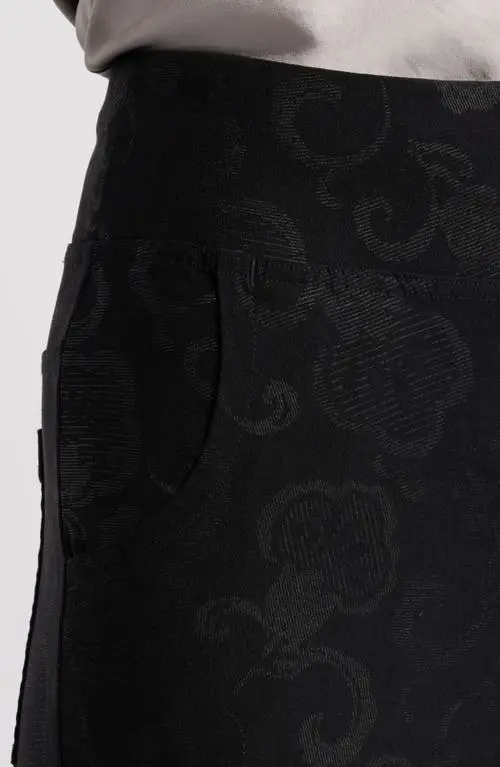Hue High-waisted Etched Floral Flare Leg Trousers