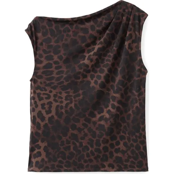 Mango Leopard Print Pleated Top