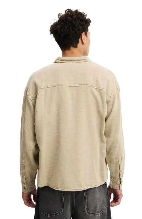 COTTON ON Washed Long Sleeve Shirt - Washed Stone