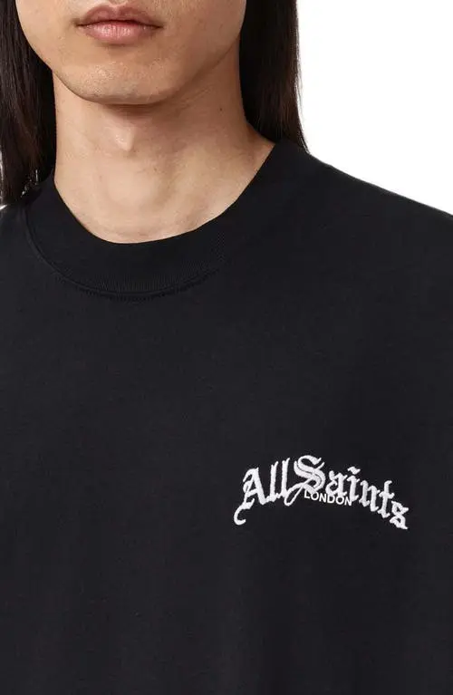 ALLSAINTS Descent Overize Embroidered Cotton T-shirt - Washed Black