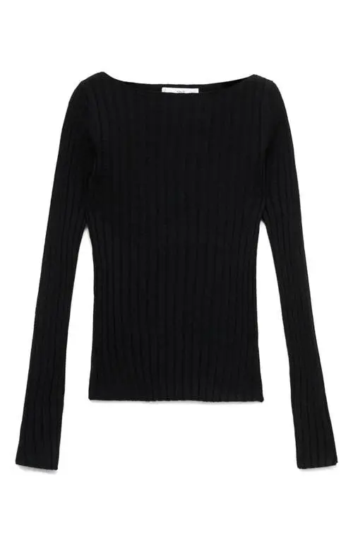 Mango Boat Neck Ribbed Sweater