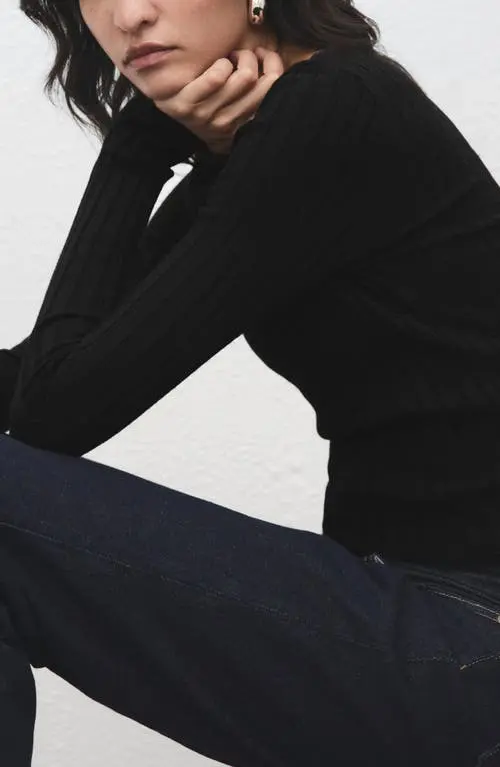 Mango Boat Neck Ribbed Sweater