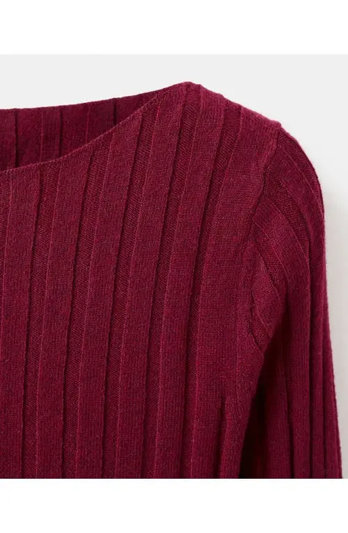 Mango Boat Neck Ribbed Sweater - Wine