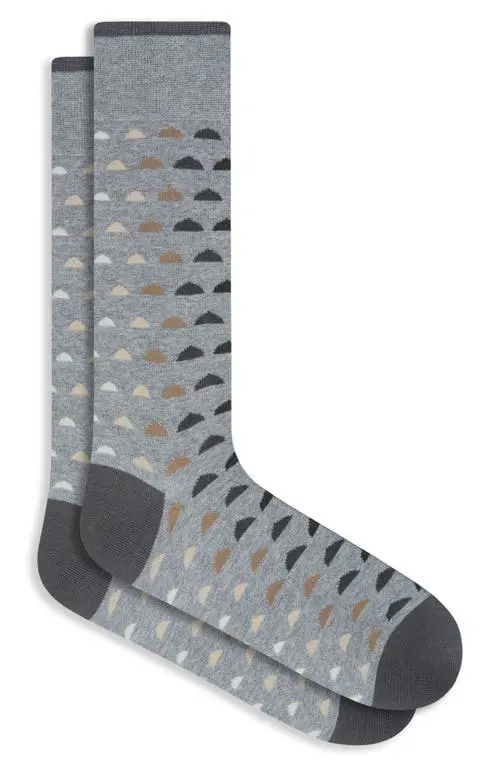 Bugatchi Semicircle Mercerized Cotton Blend Dress Socks - Cement