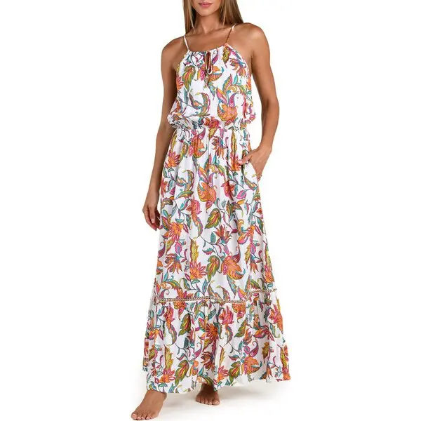 SUNSHINE 79 Floral Print Tiered Maxi Dress - White Multi