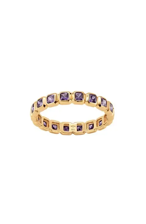 MADE BY MARY Cubic Zirconia Eternity Birthstone Ring - Gold/february