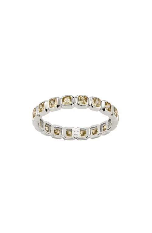 MADE BY MARY Cubic Zirconia Eternity Birthstone Ring - Silver/august