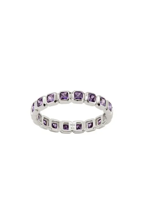 MADE BY MARY Cubic Zirconia Eternity Birthstone Ring - Silver/february