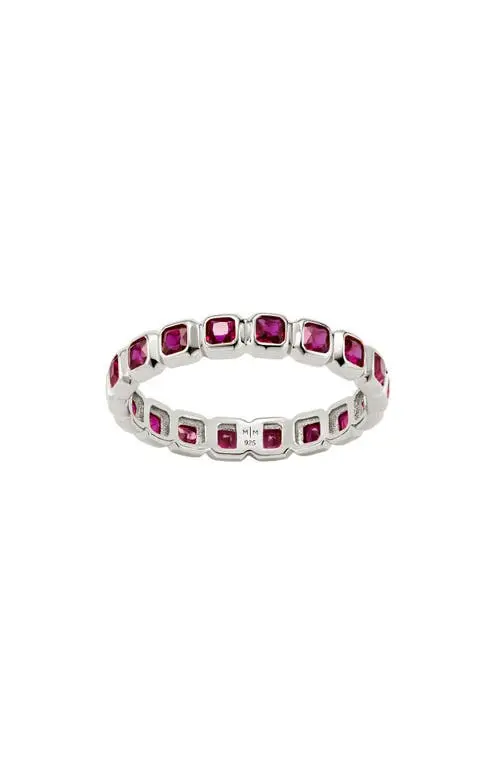 MADE BY MARY Cubic Zirconia Eternity Birthstone Ring - Silver/july