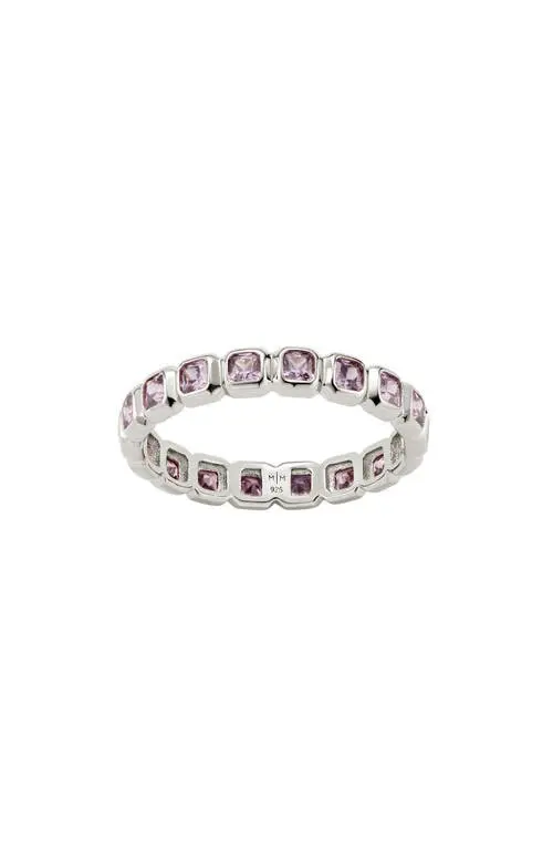 MADE BY MARY Cubic Zirconia Eternity Birthstone Ring - Silver/june