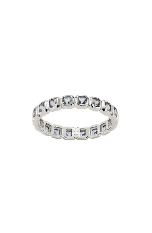 MADE BY MARY Cubic Zirconia Eternity Birthstone Ring - Silver/march