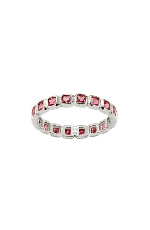 MADE BY MARY Cubic Zirconia Eternity Birthstone Ring - Silver/october