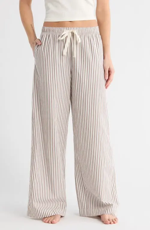 Nordstrom Cotton Poplin Pajama Pants - Ivory- Brown Olivia Stripe