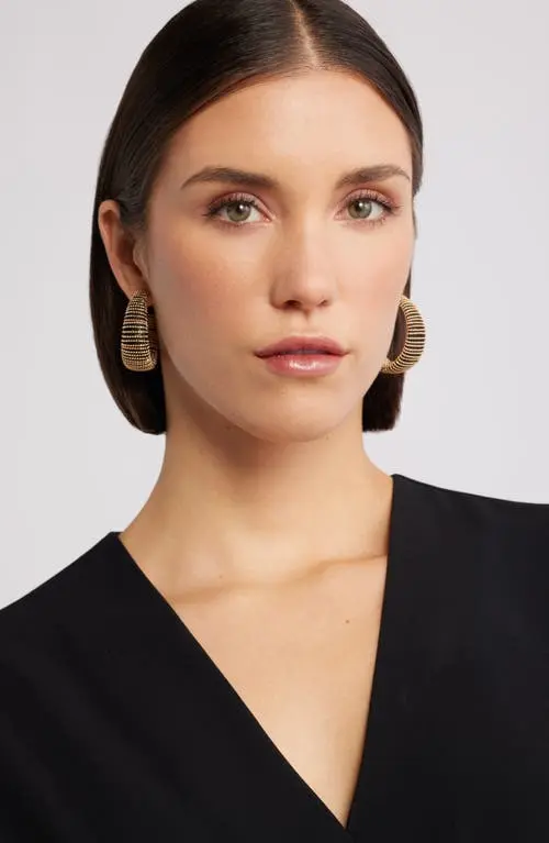 Nordstrom Ball Chain Hoop Earrings - Black- Gold