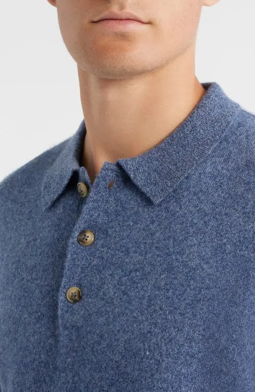 Scott Barber Cashmere Polo - Denim Heather