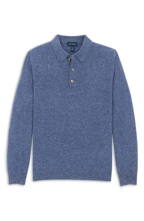 Scott Barber Cashmere Polo - Denim Heather
