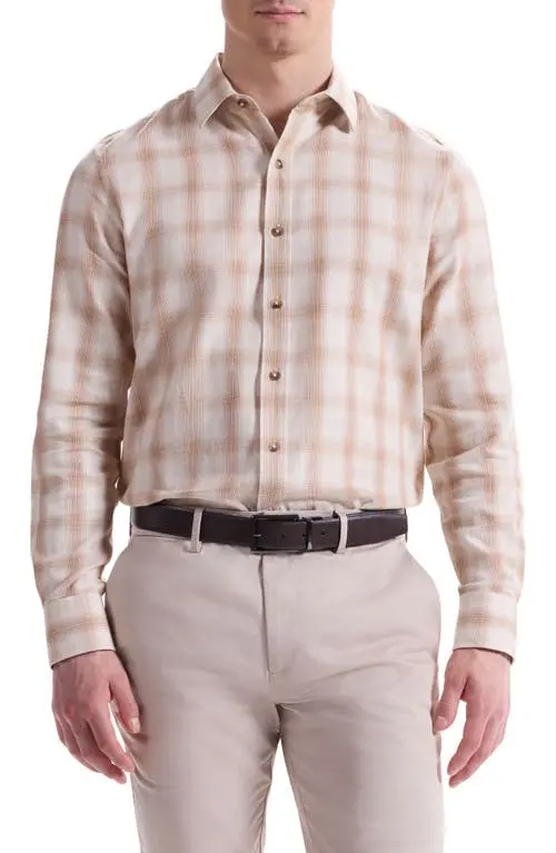 Bugatchi Julian Shaped Fit Plaid Button-up Shirt - Camel