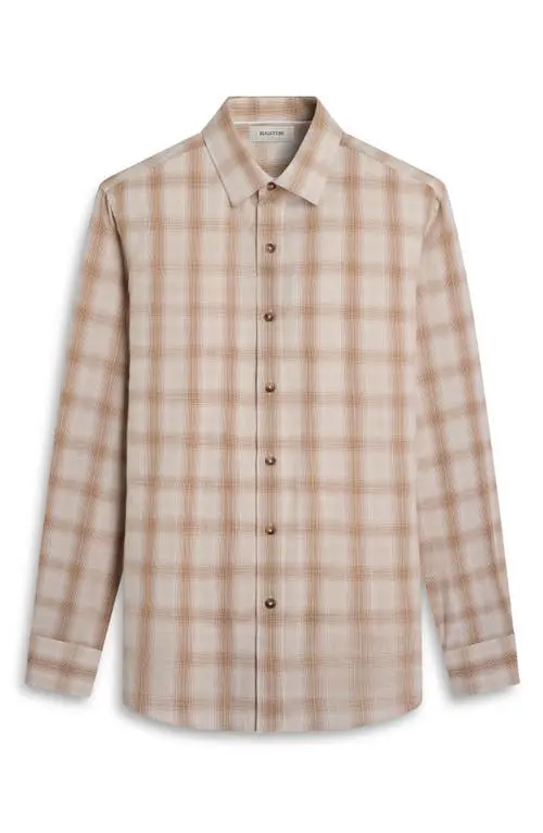 Bugatchi Julian Shaped Fit Plaid Button-up Shirt - Camel