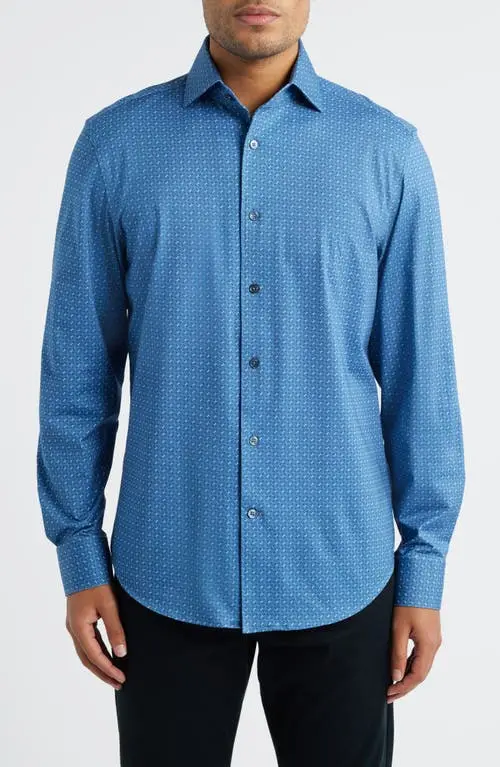 Bugatchi Devon Ooohcotton® Geo Print Button-up Shirt - Cobalt