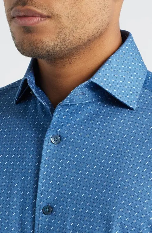 Bugatchi Devon Ooohcotton® Geo Print Button-up Shirt - Cobalt