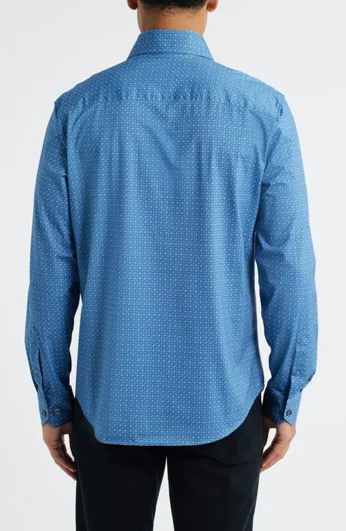 Bugatchi Devon Ooohcotton® Geo Print Button-up Shirt - Cobalt