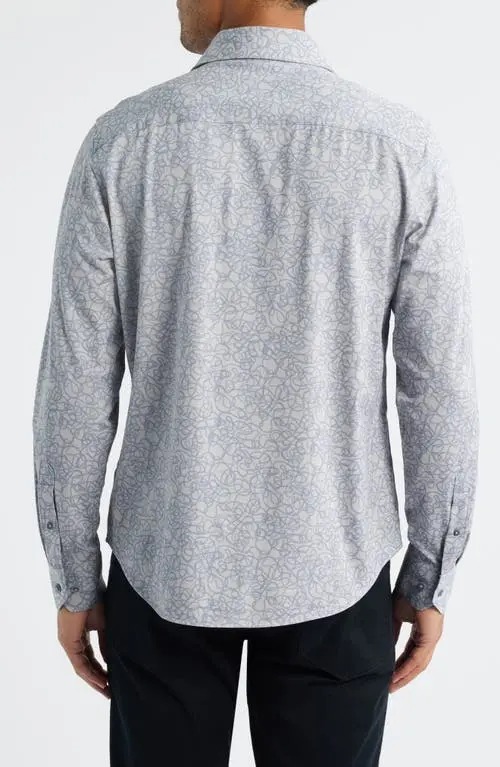 Bugatchi James Ooohcotton® Serpentine String Print Twill Button-up Shirt - Platinum