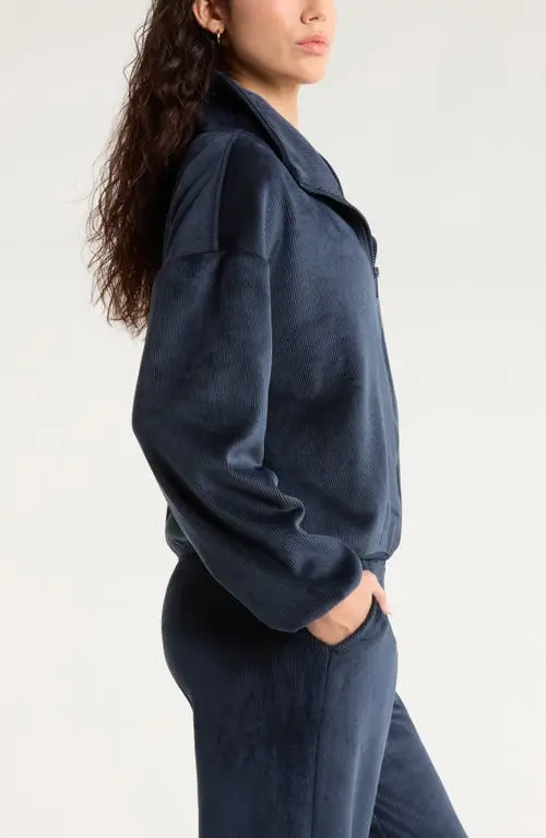 Zella Plush Ribbed Jacket - Navy Sapphire