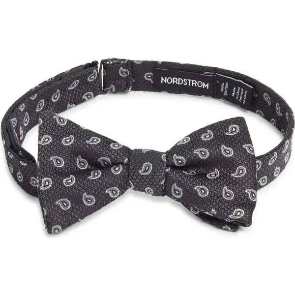 Nordstrom Paisley Jacquard Silk Bow Tie - Black