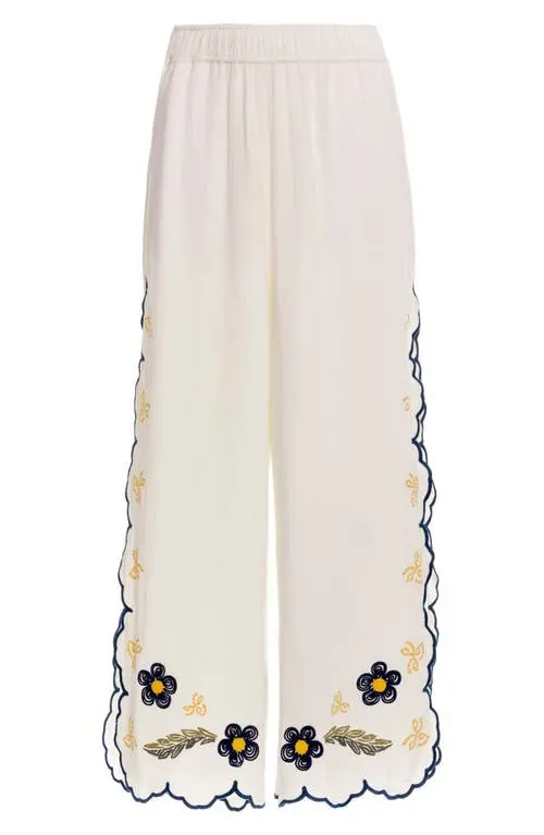 Agua Bendita Embroidered Wide Leg Cover-up Pants