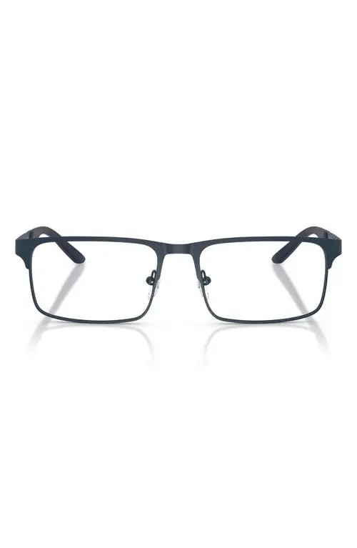 Emporio Armani 53mm Rectangular Optical Glasses - Matte Blue/demo Lens