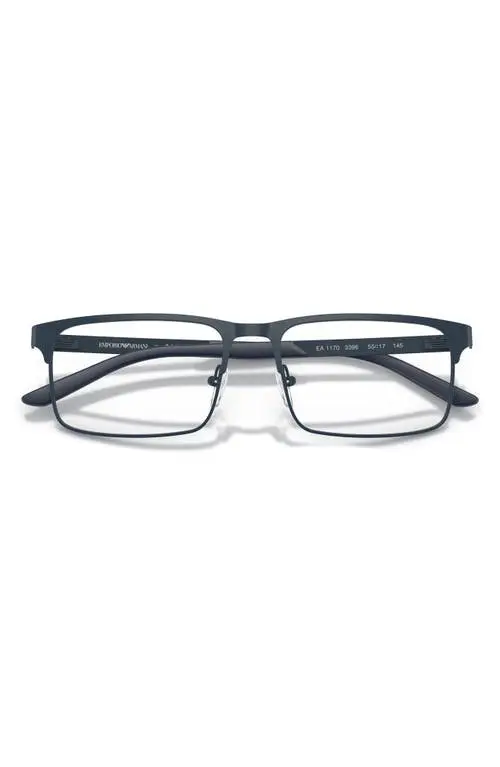 Emporio Armani 53mm Rectangular Optical Glasses - Matte Blue/demo Lens