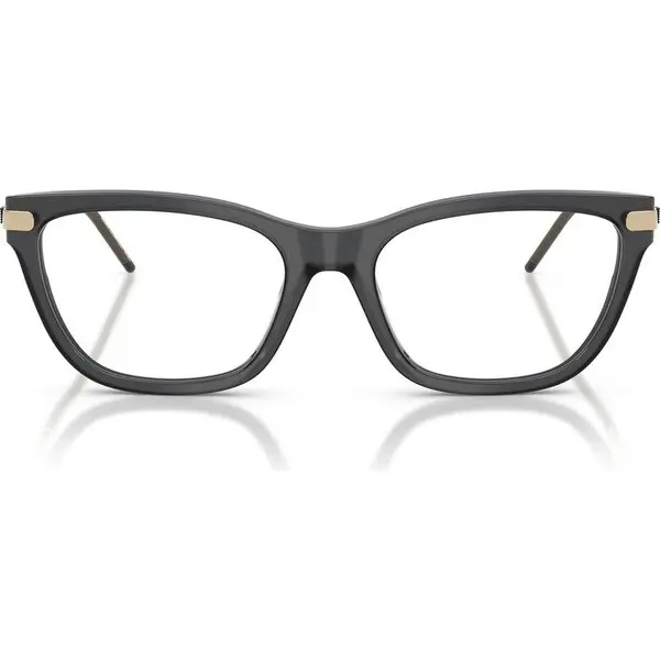 Emporio Armani 54mm Cat Eye Optical Glasses - Shiny Opal Black/demo Lens