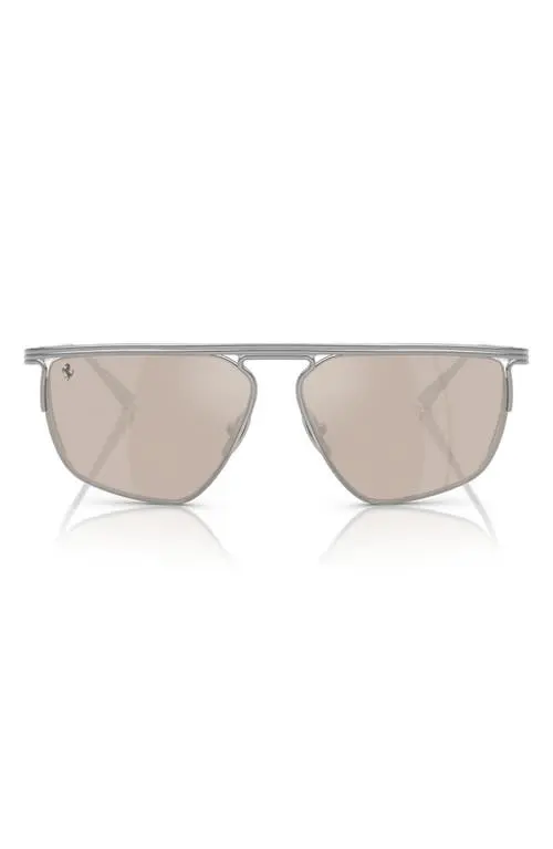 SCUDERIA FERRARI 59mm Irregular Sunglasses - Silver/real White Gold