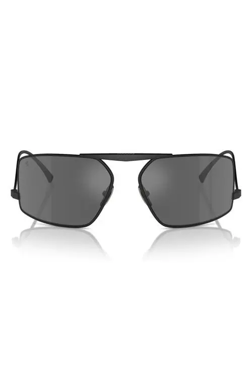SCUDERIA FERRARI Oversized Rectangular Sunglasses - Matte Black/mirror Silver