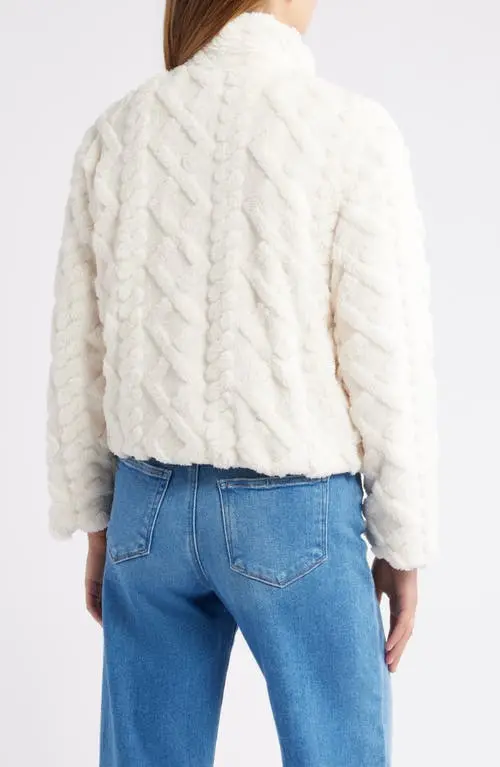 CITY BLUES Textured Faux Fur Jacket - Cream