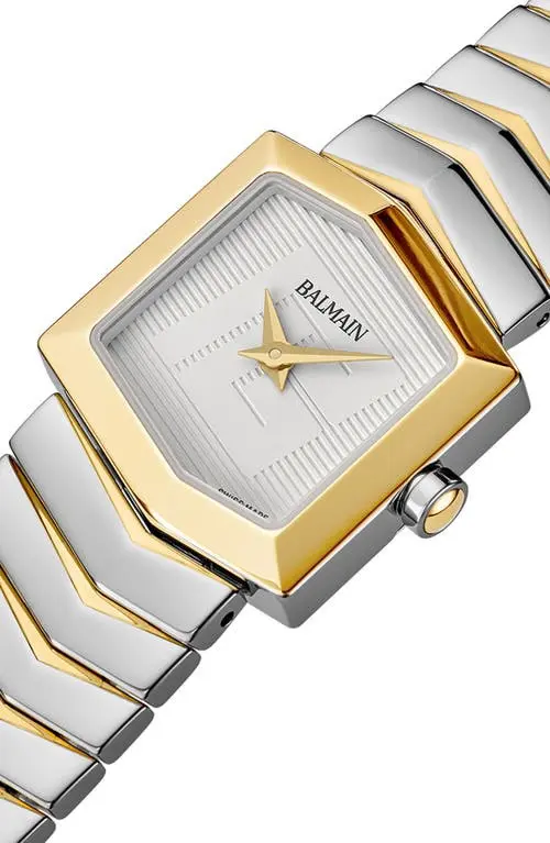 Balmain Taffetas Hexagonal Two-tone Bracelet Watch