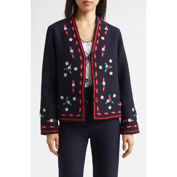 BODE Carroll Wool Jacket - Navy Red