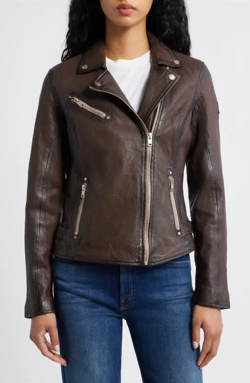 Mauritius Sofia Lambskin Moto Jacket - Brown