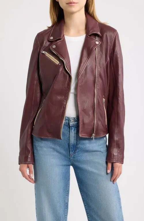 Mauritius Sofia Lambskin Moto Jacket - Wine