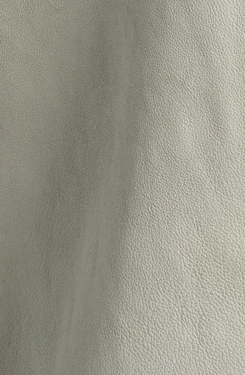 Mauritius Reo Heart Detail Leather Moto Jacket - Offwhite/grey