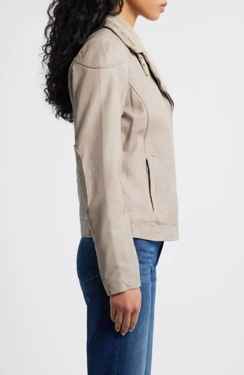 Mauritius Jenja Fleece Lined Leather Moto Jacket