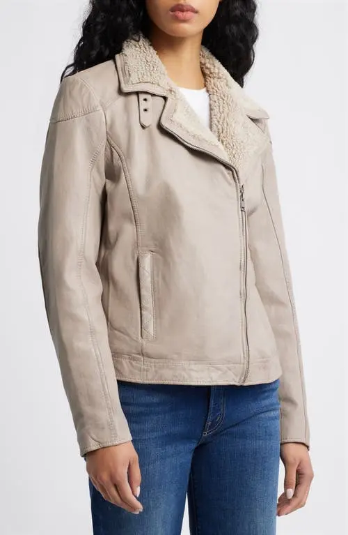 Mauritius Jenja Fleece Lined Leather Moto Jacket